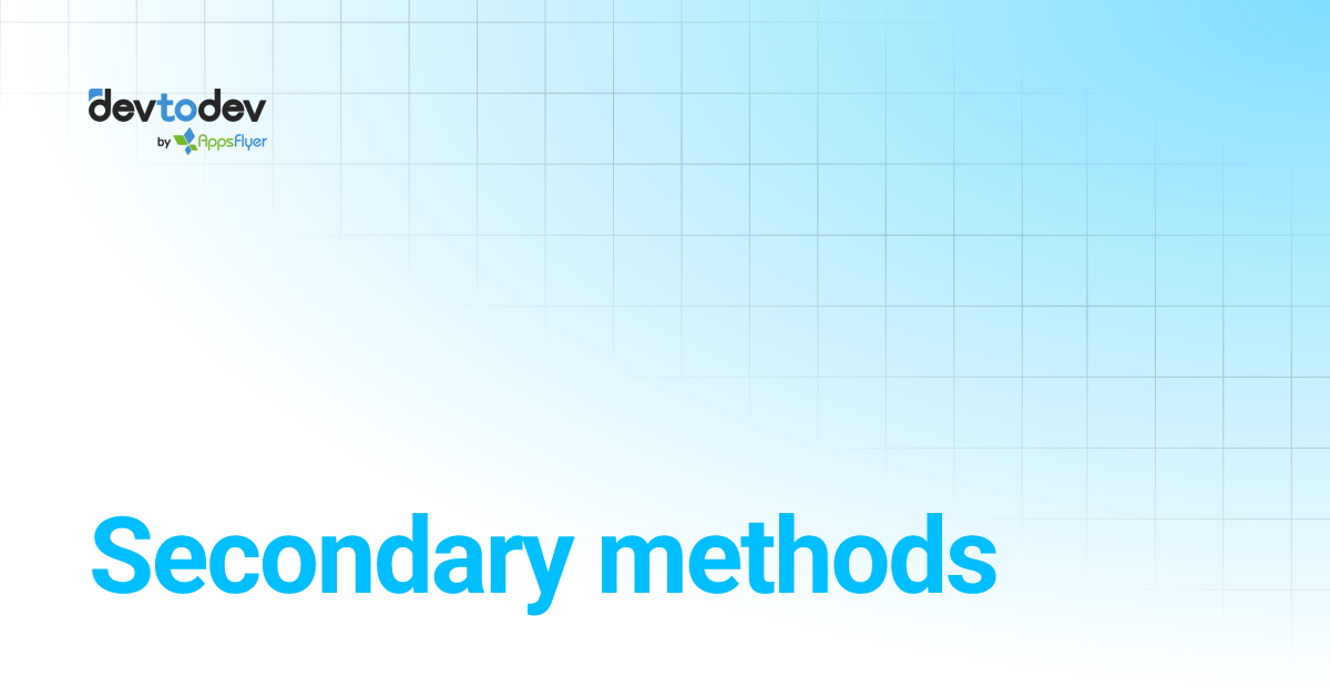 Secondary methods | Documentation | devtodev